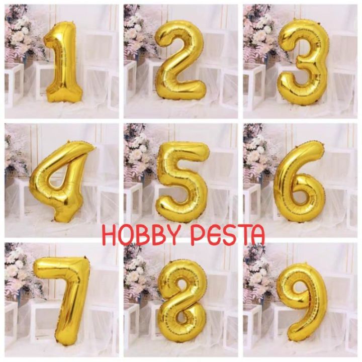 BALON ANGKA GOLD 80CM / BALON FOIL ANGKA 80CM / BALON ANGKA JUMBO ...