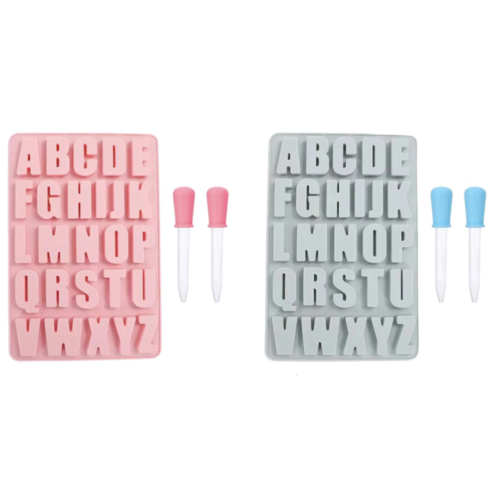 Flexible Letters Ice Tray Silicones Mold 26 Cavities Chocolate Candy ...