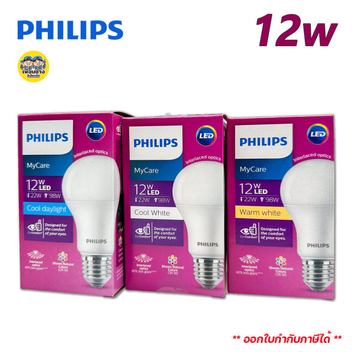 หลอดไฟ LED PHILIPS 12W Bulb MyCare E27 แสงขาว Dalylight ฟิลิปส์ หัวไฟ ...