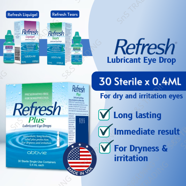 (Made In USA | EXPIRY 2026)Allergan Refresh Plus Lubricant Eye Drops ...
