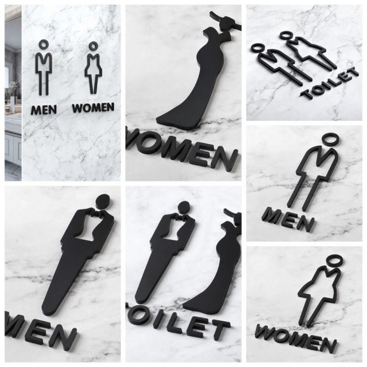 JOY 3D Men Women Toilet Signs Gold Acrylic WC Plaque Orientation Sign ...