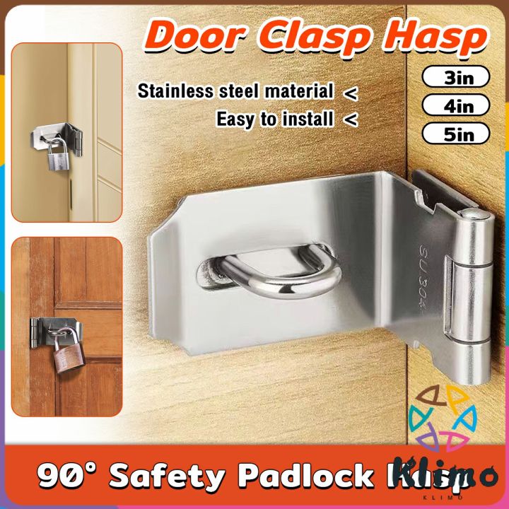 KLIMO 90/180 Degree Padlock Hasp Stainless Steel Security Door Clasp ...