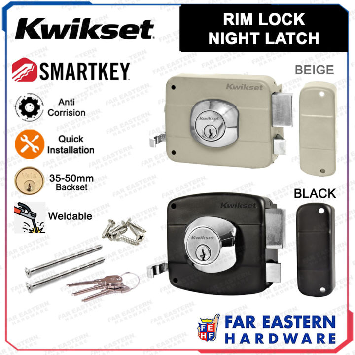 KWIKSET Rim Door Lock Night Latch Smart Key Black | Gray | Lazada PH