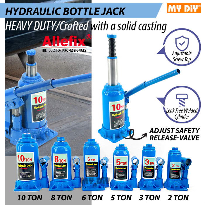 MYDIYHOMEDEPOT - ALLEFIX 2/3/5/6/8/10 TON HEAVY DUTY HYDRAULIC BOTTLE ...