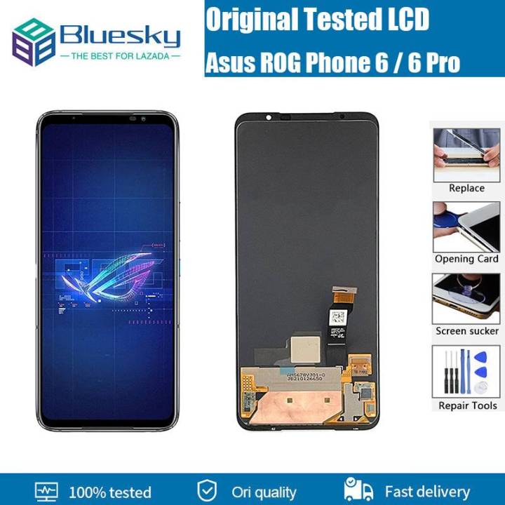 Bluesky 6.78 "อุปกรณ์ Asus ของแท้ ROG 6 Phone 6 Pro 6Pro AI2201จอแสดงผล LCD + กรอบดิจิตอลหน้าจอ ...