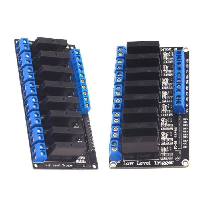8 Channel Solid Relays Module DC5V 12V 24V High/Low Level Triggering ...