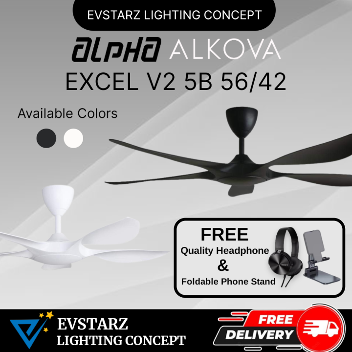 ALPHA ALKOVA EXCEL V2 5B 56/42 inches DC Motor Ceiling Fan with Digital ...