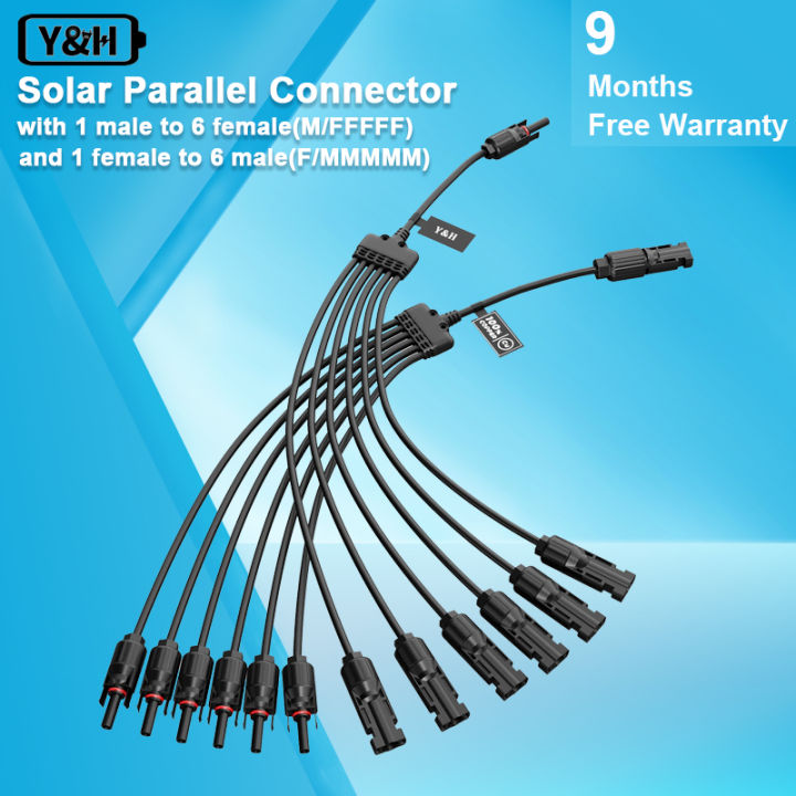 Y&H Solar Y Connector Solar Panel Parallel Connectors Extra Long 1 to 6 ...