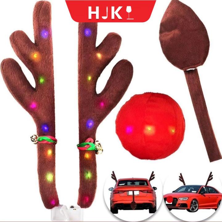 HJKL เขากวางเขากวาง ตกแต่งภายนอกรถยนต์คริสต์มาส การ์ตูนลายการ์ตูน ...