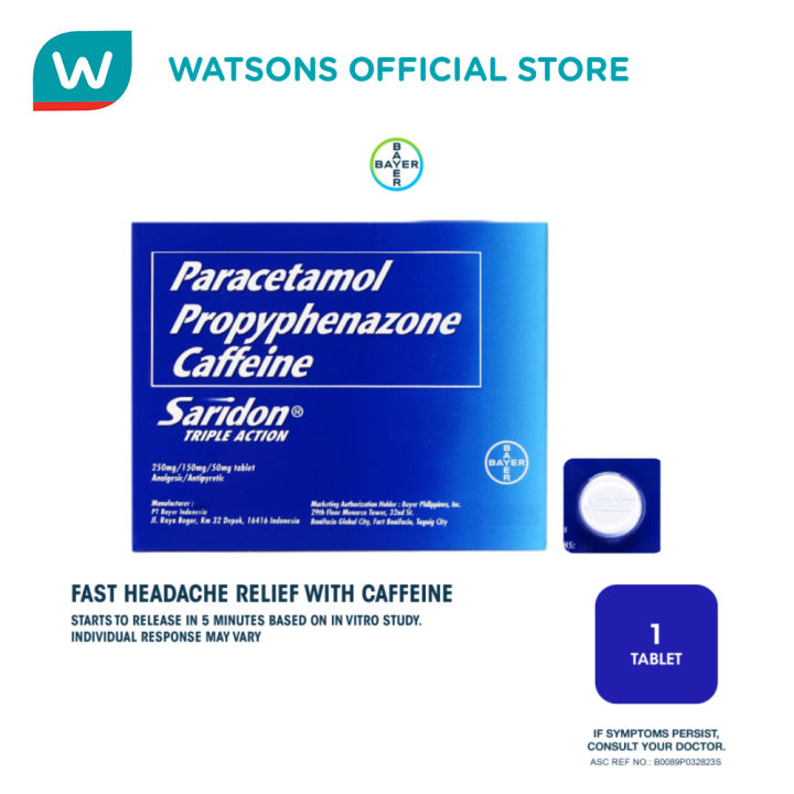 SARIDON Triple Action Pain Relief Paracetamol Tablet (sold per tablet ...