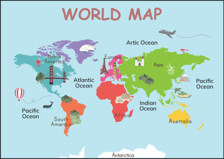 World Map for Kids Chart Waterproof A4 Laminated High Print Quality ...