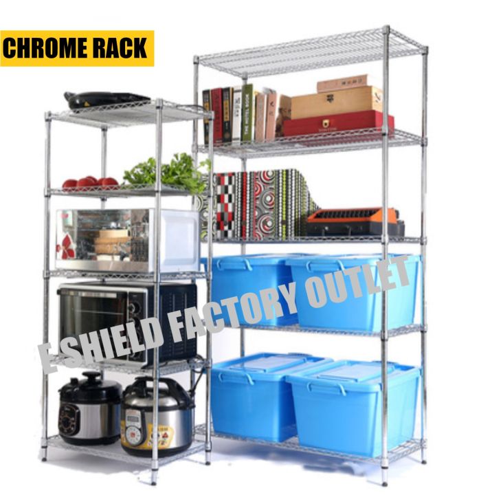 5 Tier Heavy Duty Multi-Purpose Chrome Rack Living Room Rack Office ...