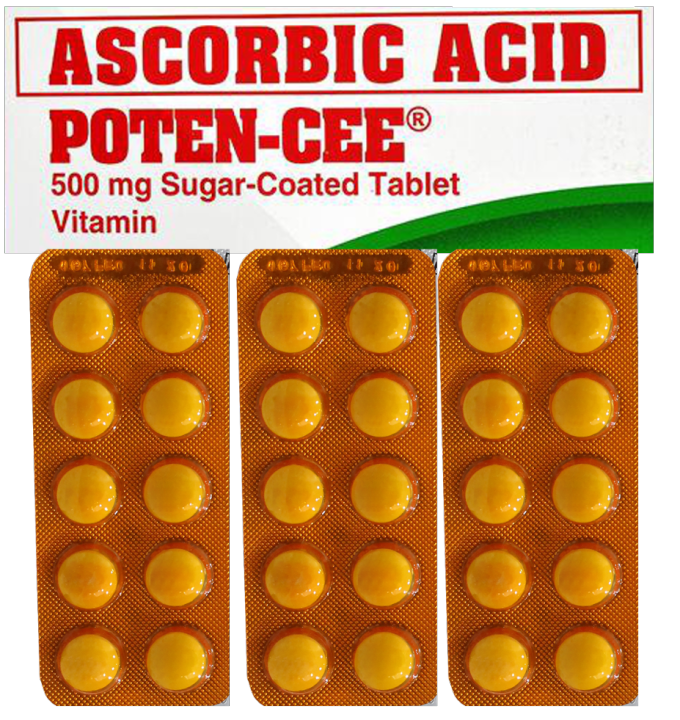Poten-Cee Ascorbic Acid 500mg 30 Tablets Poten Cee Sugar Coated No Box ...