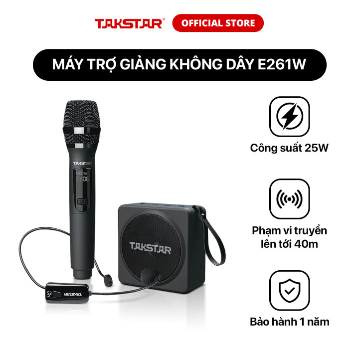 Máy Trợ Giảng Không Dây Takstar E261W Công Suất Lớn 25W, Trang Bị Mic Cầm Tay/Cài Đầu, Chính ...