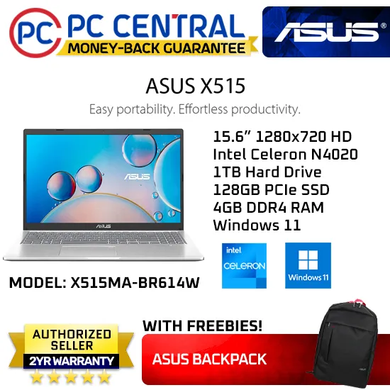 ASUS X515 (X515MA-BR614) 14" Intel® Celeron N4020 | 4GB RAM | 128GB SSD ...