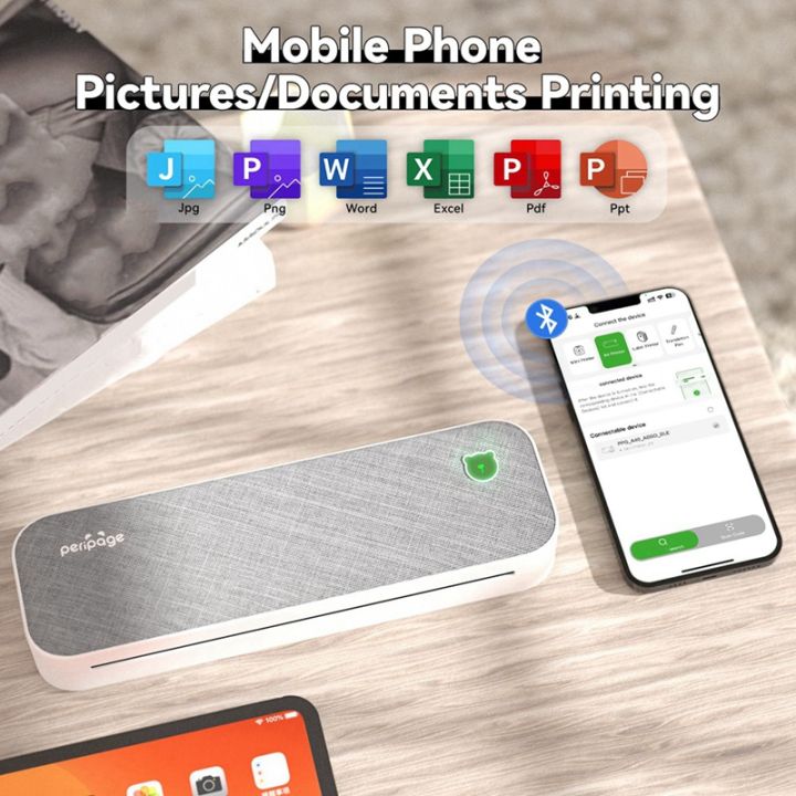 A4 Thermal Portable Printer Wireless Bluetooth Inkless Printing for ...
