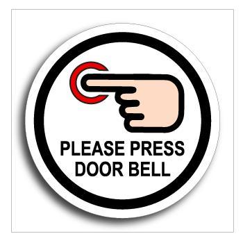 PLEASE PRESSS DOOR BELL ACRYLIC SIGN BOARD 100MM DIAMETER, WE ACCEPT ...