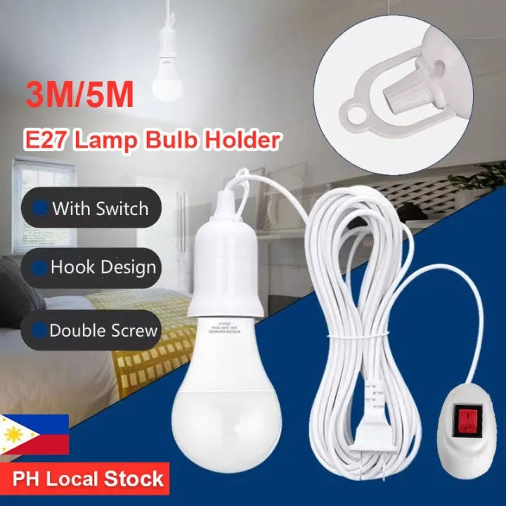 3/5M/8M/10M E27 Lamp Holder E27 Led Lamp Base Bulb Socket Cable Extension Pendant Light Power ...