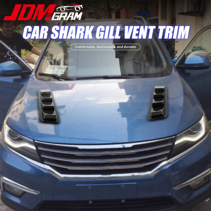JDMGRAM คาร์บอนไฟเบอร์เครื่องดูดควันรถ Vent Shark Grille Bonnet Vent ...