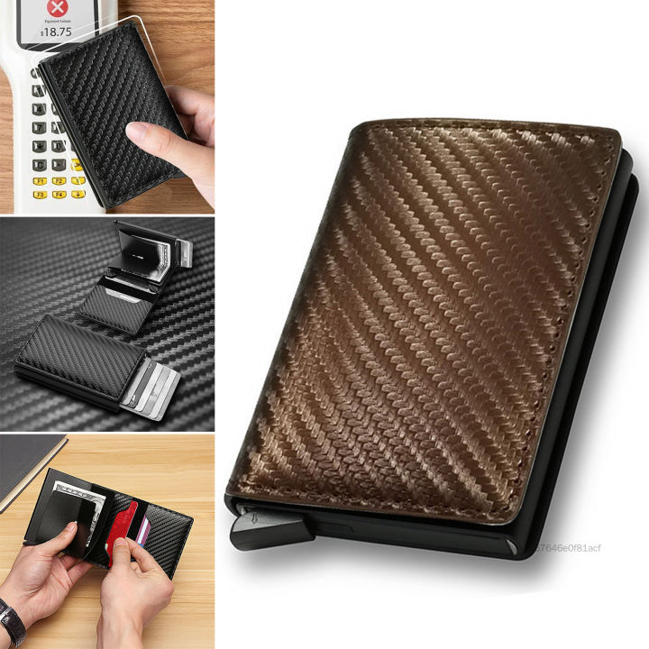Wallet For Men PU Leather Card Holder Wallet Rfid Mini Slim Wallet ...
