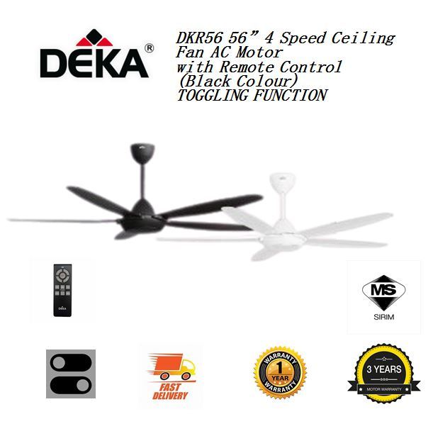 Deka (DFDKR56) 56'' 5-Blade Ceiling Fan With Remote Control 4-Speed 5 ...