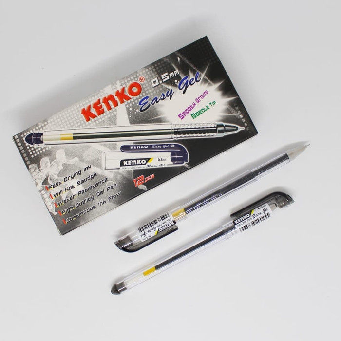 Pulpen Kenko / Pulpen Kenko Easy Gell 0.5mm / Hitam / Biru / 1 Box Isi ...