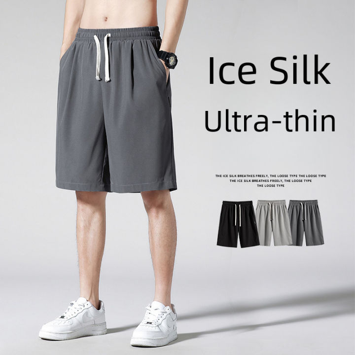 Shirt less clothing fifth pants men's summer thin Hong Kong style loose ...