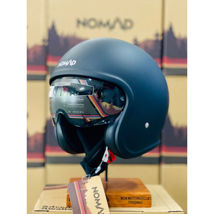NOMAD RAFA Open Face Helmet w/ Free Clear Visor (Retro Helmet) | Lazada PH