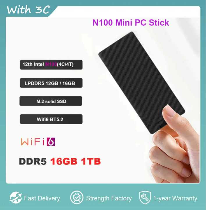 S12 Plus 12th Intel Alder Lake N100 Mini PC Stick Windows 11 DDR5 12GB ...
