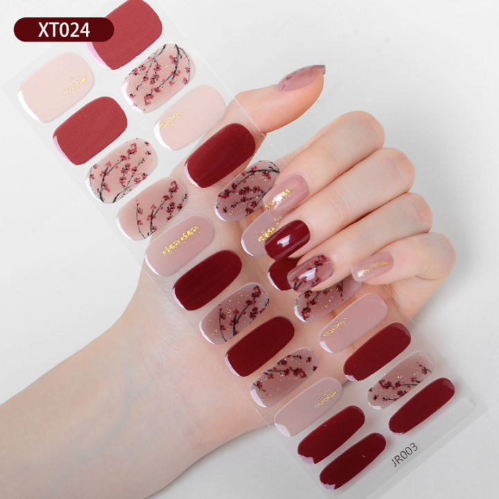 UR SUGAR Semi-cured Gel Nail Wraps 24Tips Fashion Color Long Lasting ...