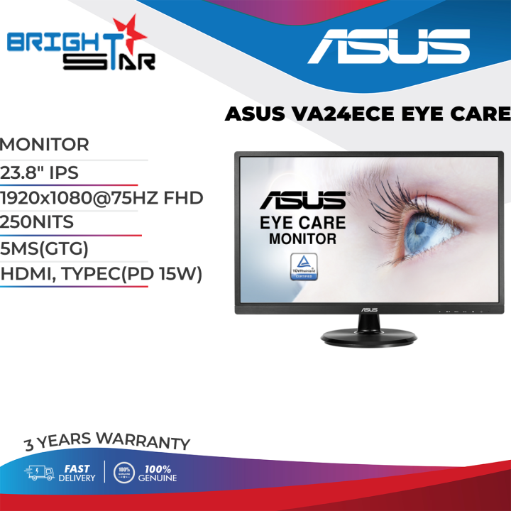 ASUS VA24ECE EYE CARE / 23.8" IPS / 1920x1080@75HZ FHD / 250NITS / 5MS ...