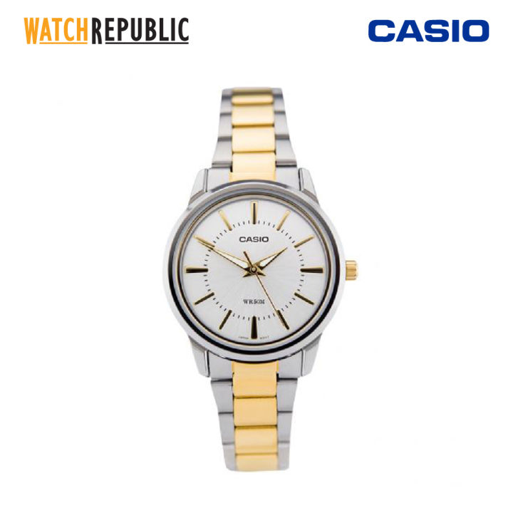 Casio Dress Two Tone Stainless Steel Watch For Women LTP-1303SG-7AVDF ...