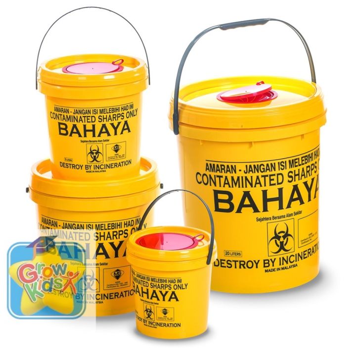 Ready Stock Yellow Biohazard Medical Waste Bin Sharps Bin Needle Box ...
