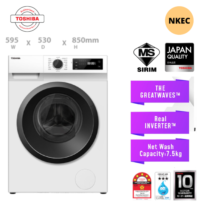 Toshiba TW-BH85S2M(WK) 7.5KG Front Load Real Inverter Washing Machine | Washer | Mesin Basuh ...