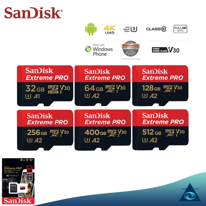 SANDISK Extreme Pro Class10 Micro SD Memory Card 4K A2 200MBS 100MBS 100MBS 32GB 64GB 128GB ...
