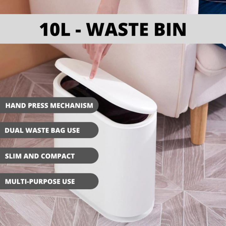 Nordic Waste Bin for Bathroom Kitchen Hand Press Trash Bin Dustbin ...