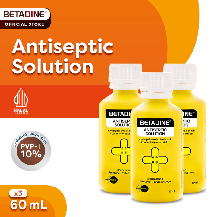 BETADINE SOLUTION Obat Luka Antiseptik 60ml Triple Pack | Lazada Indonesia