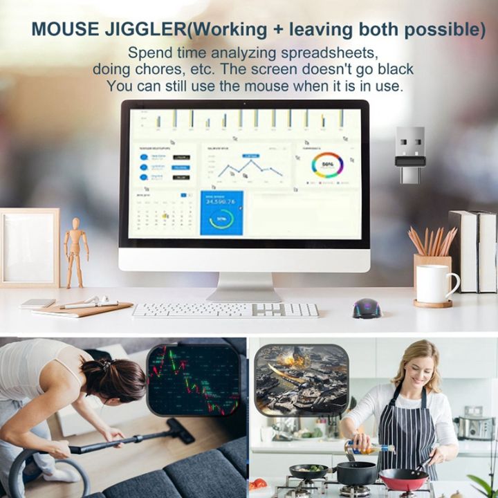 USB and Type C 2 in 1 Mouse Jiggler USB Mover Undetectable Automatic ...