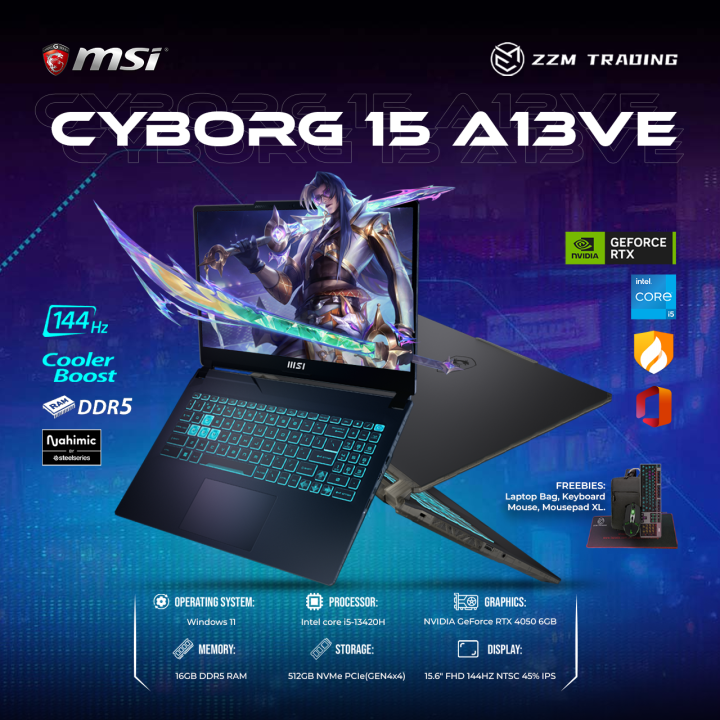 MSI Cyborg 15 A13V 2023 15.6" FHD i5-13420H RTX 4050 144hz IPS 16GB ...