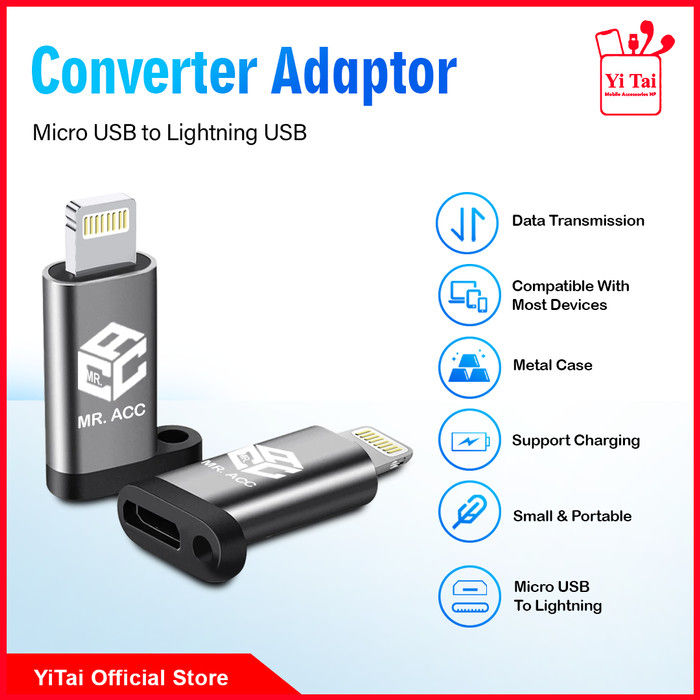 YITAI - CV01 Converter Micro USB ke Iphone Lightning Mr Acc | Lazada ...