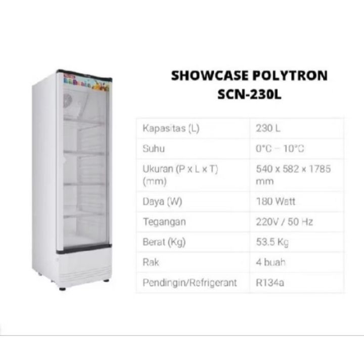 showcase Polytron SCN 230/233 L showcase pendingin 4 rak white lemari ...