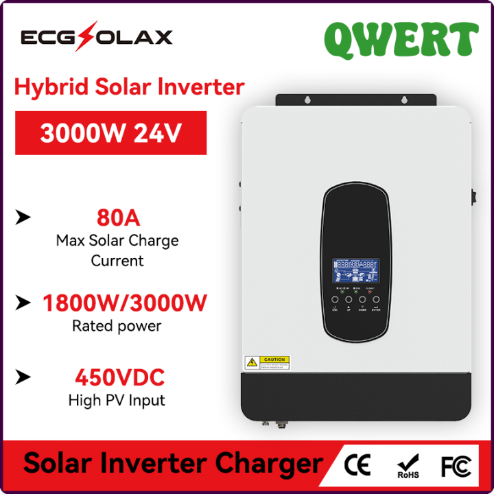 QWERT ECGSOLAX 1800W/3000W Pure Sine Wave Hybrid Solar Inverter 24V ...