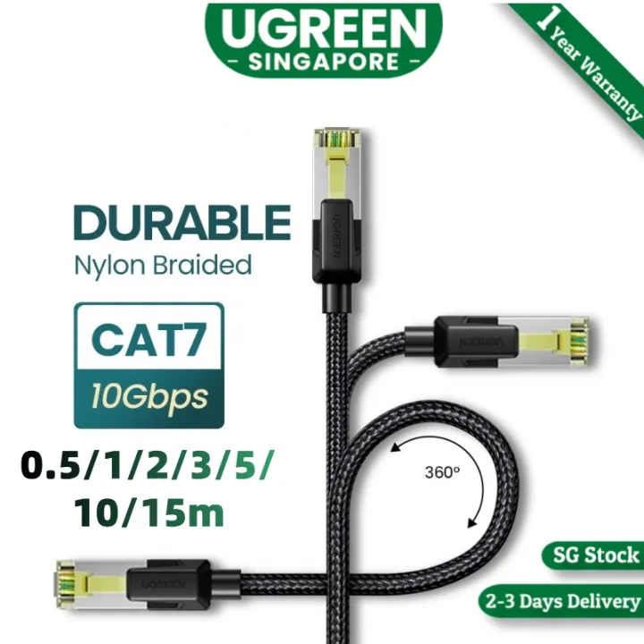 UGREEN CAT 7 10Gbps Cotton Braided Network Ethernet Cable Strong Nylon ...