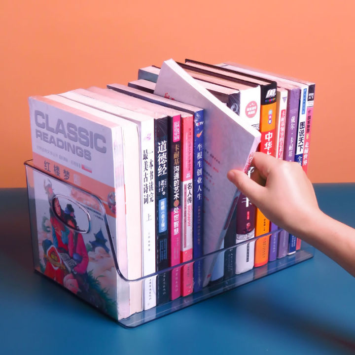 Plastic Container Storage Box for Book Shelf Cabinet Bookshelf Desk ...