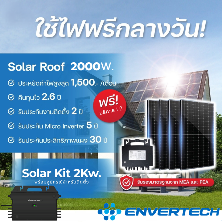 Solar Kit Micro inverter Evertech 2Kw. 2000w พร้อแผงและอุปกรณ์ (ของแท้รับประกัน 15ปี) | Lazada.co.th