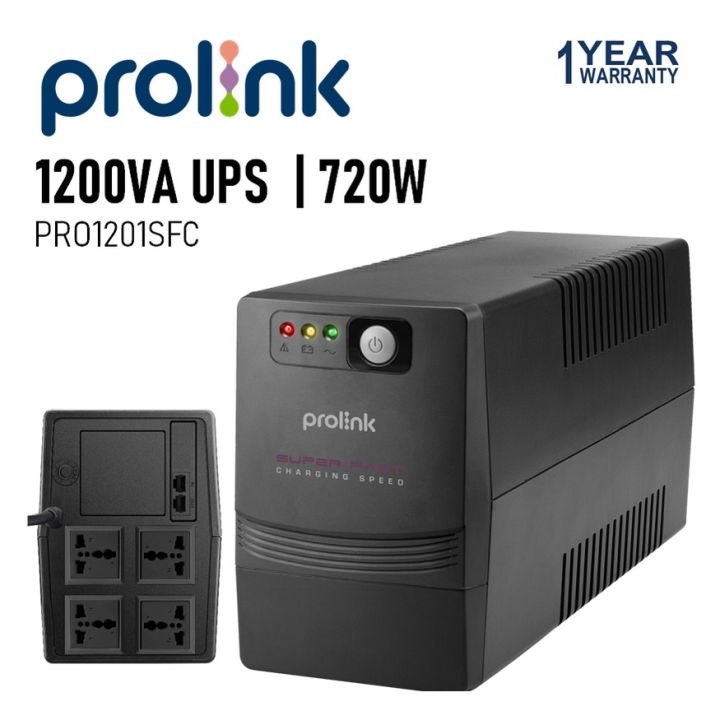 Prolink PRO1201SFC 6-Nema Socket Super Fast Charging 1200VA Power ...
