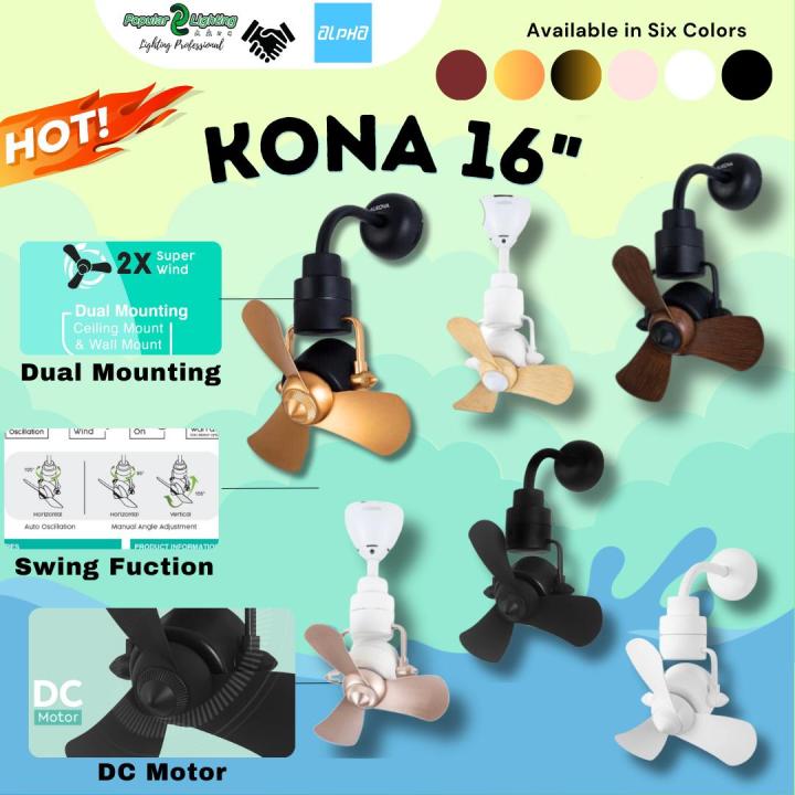 ALPHA Alkova Kona Corner Fan Wall Fan with Remote Control Ceiling Fan ...