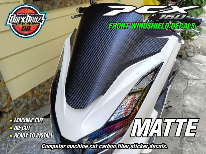Honda PCX 160 New black 3D quality matte carbon fiber sticker decal ...
