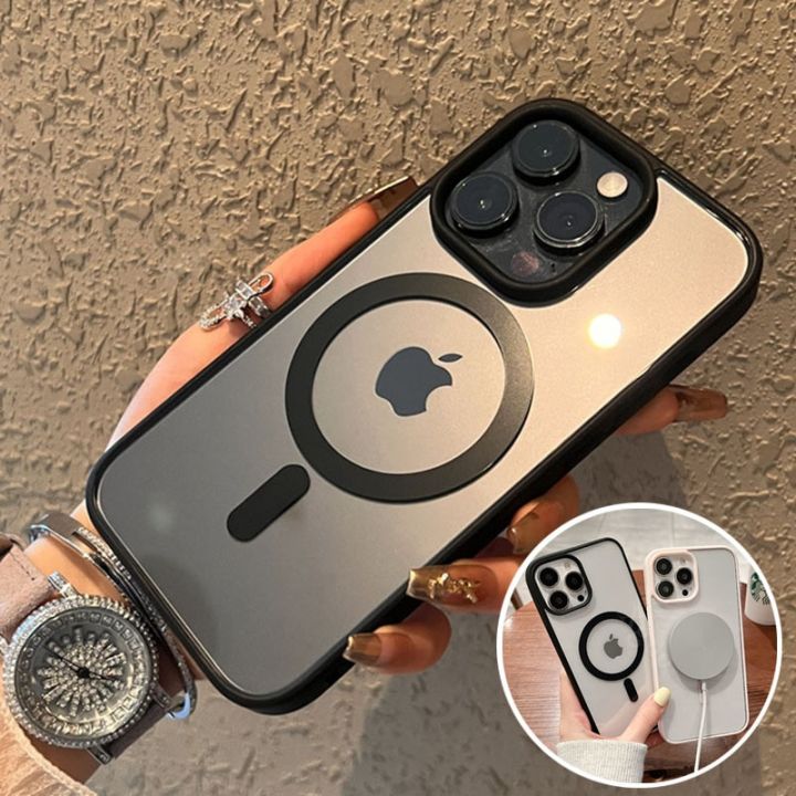 Luxury Magsafe Acrylic Magnetic Clear Phone Case for IPhone 15 14 Plus 13 12 11 Pro Max Wireless ...