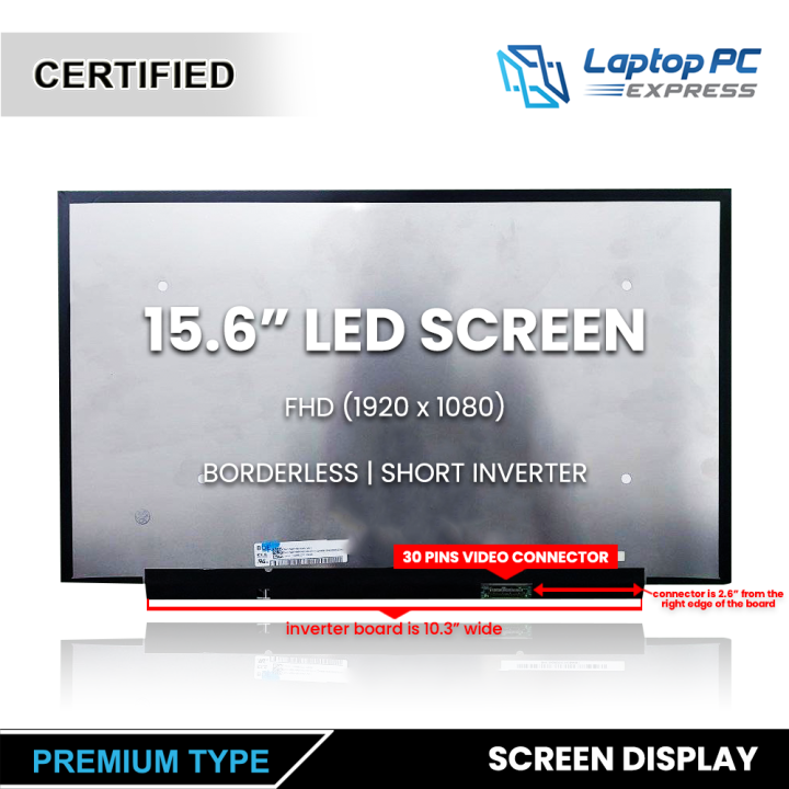 Laptop LCD Screen 15.6 inch 30 Pins Borderless FHD Resolution 1920 x ...